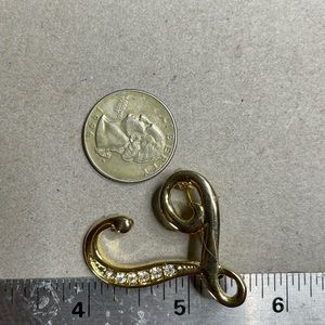 Jewelry | Cursive L Initial Brooch Rhinestone Gold Tone Laverne Shirley ...